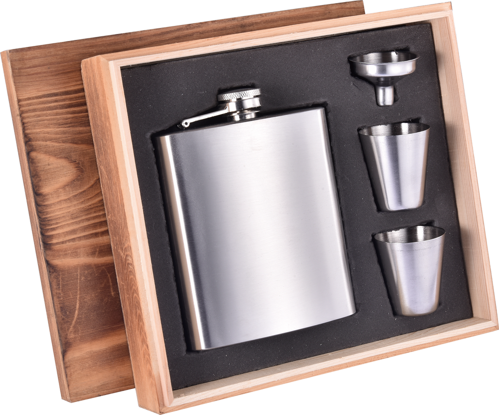 8oz Hip Flask Set With T Box Hip Flask T Set