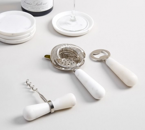 Marble Barware Set Marble Bottle Opener Corkscrew Cheese Knife Strainer ...